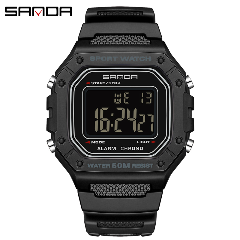 Jual SANDA 2156 Jam Tangan Pria Digital Sport EL Backlight Tali Rubber Anti air | Shopee Indonesia