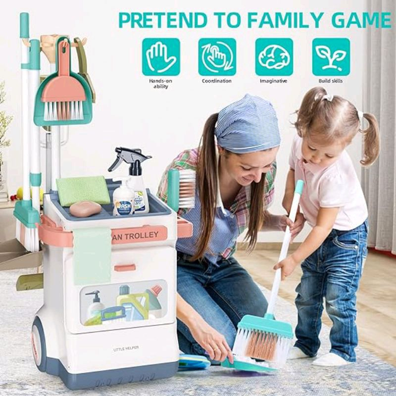 Jual Mainan Little Helper Cleaning Set Sapu Vacum Trolley Alat ...