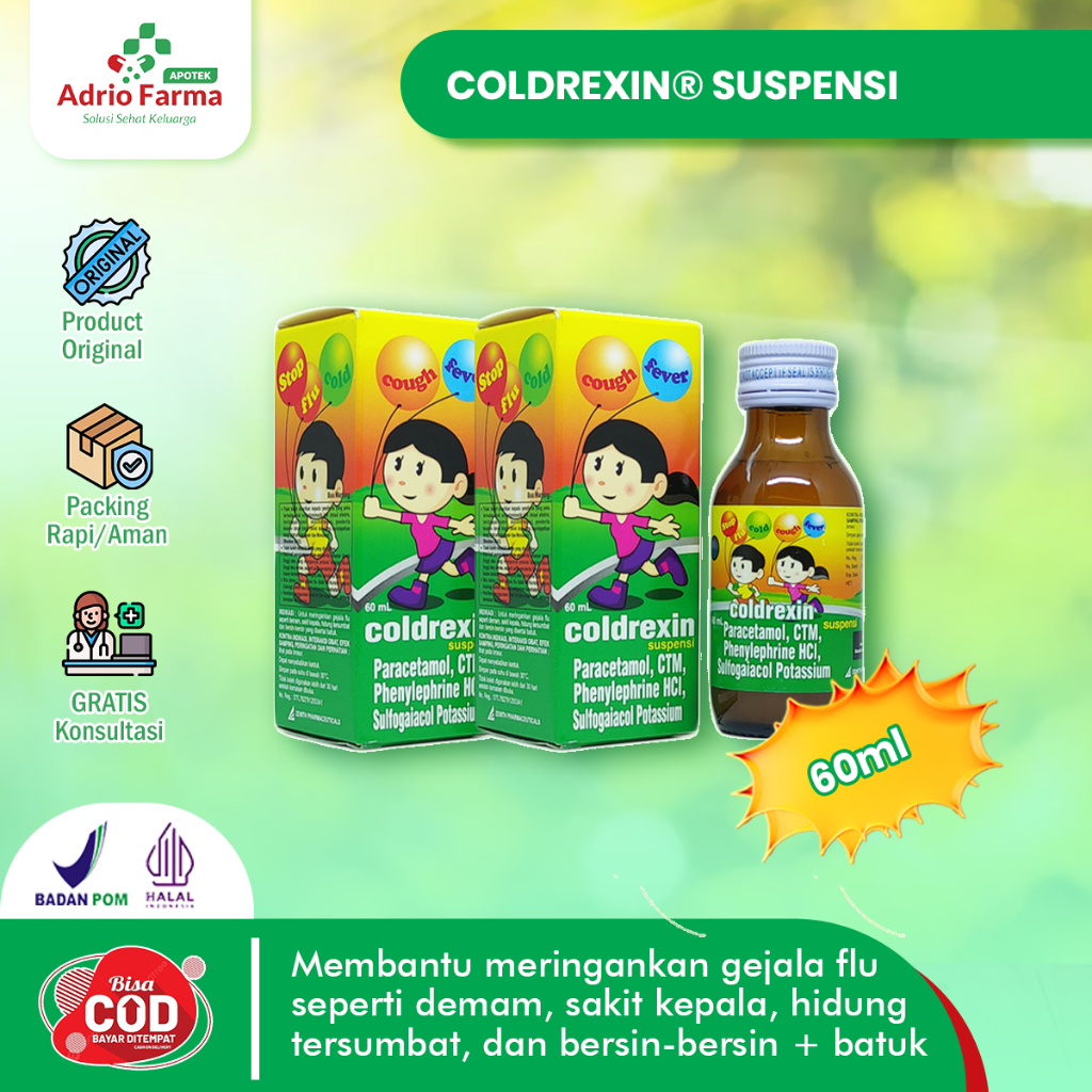 Jual COLDREXIN - SUSPENSI SIRUP Botol @ 60ml - PARACETAMOL ...