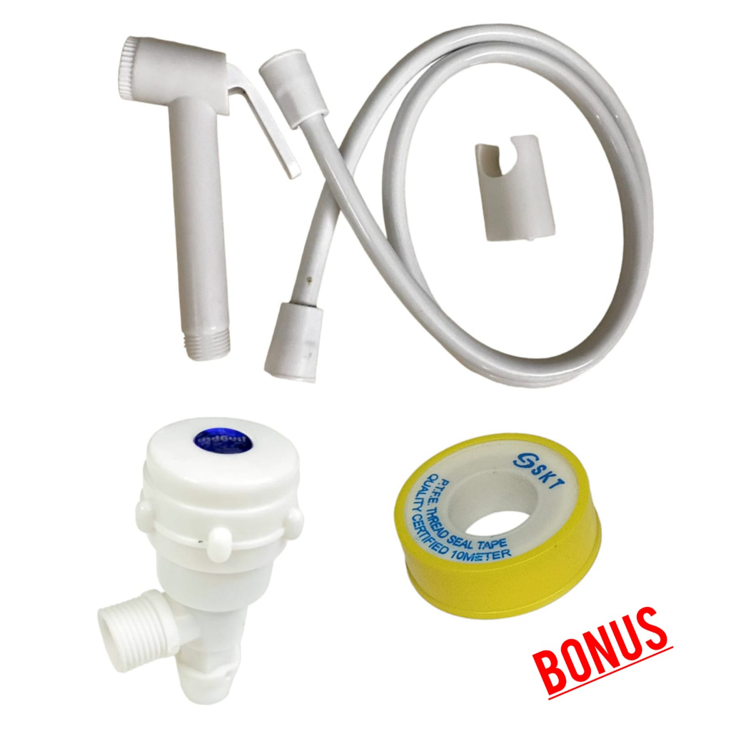 Jual Paket Shower Toilet Plastik Putih JP17P Set Stop Kran + Jet shower ...
