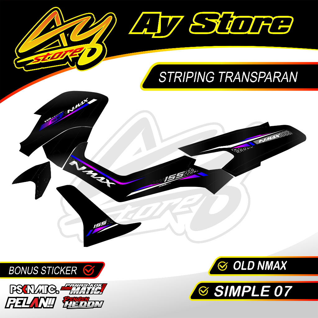 Jual STRIPING NMAX OLD SIMPLE TRANSPARAN UV BISA CUSTOM Free stiker ...