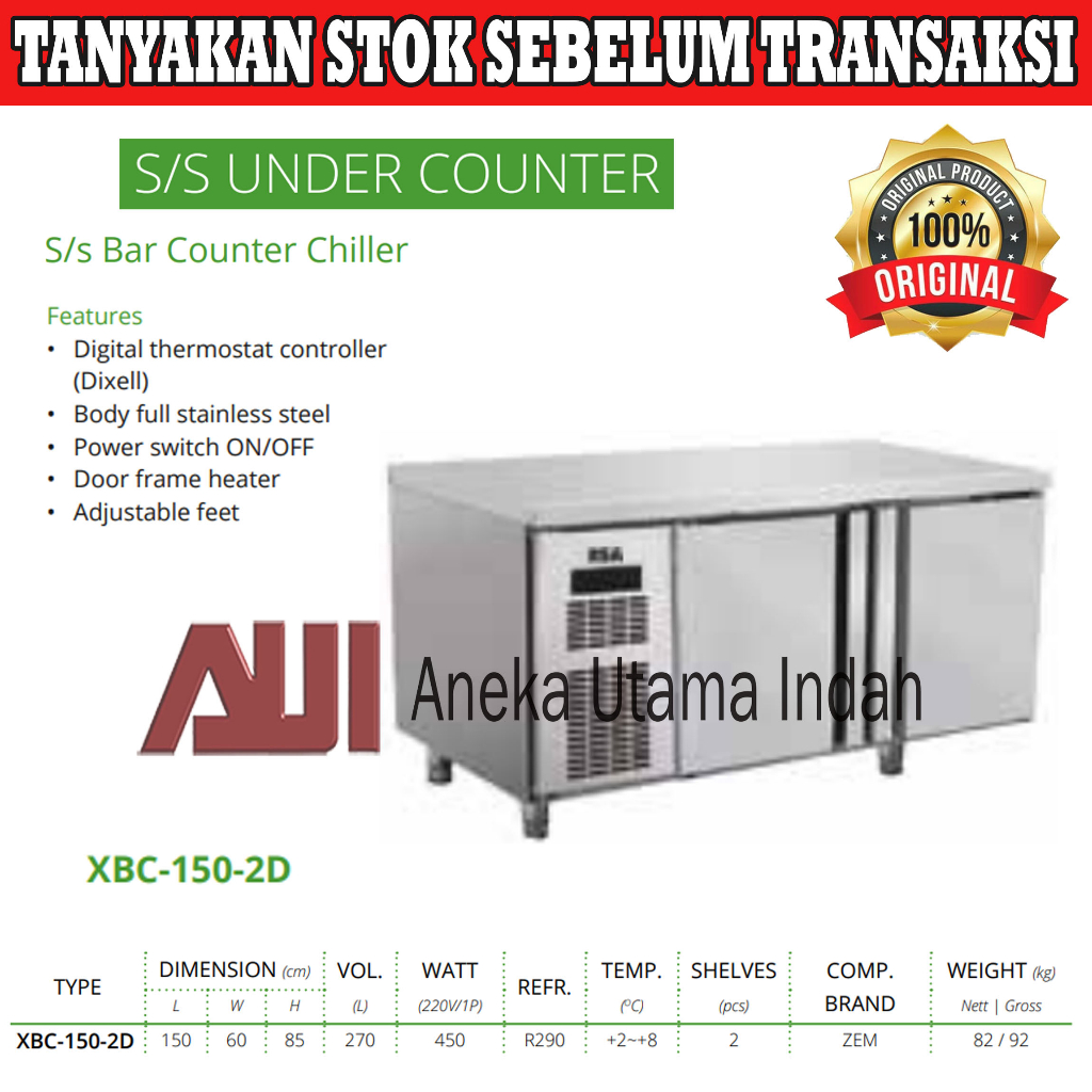 Jual RSA XBC-150-2D SS Bar Counter Chiller / Kulkas Bar / Undercounter ...
