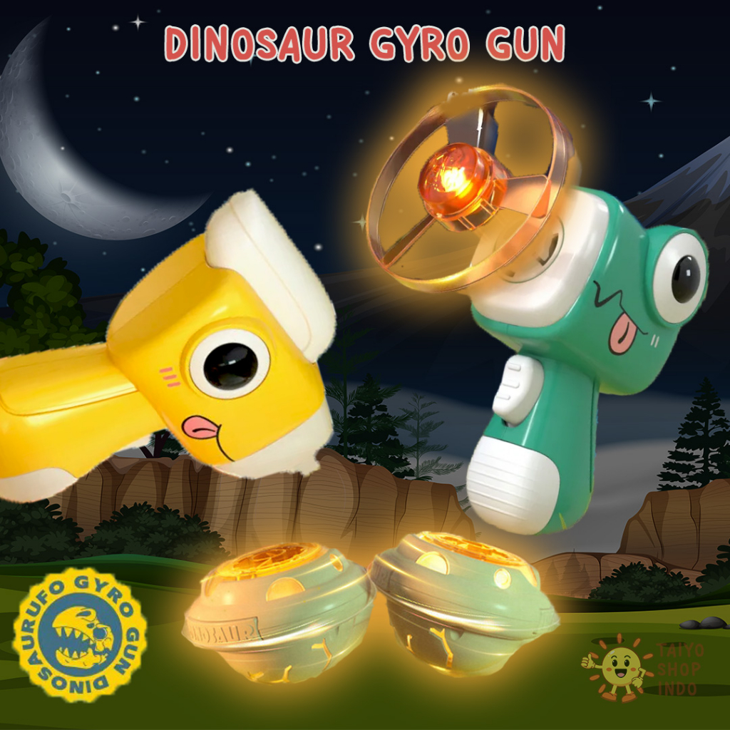 Jual TAIYO Mainan Anak Dinosaur Gyro Gun Gangsing Dinosaurus Gasing ...