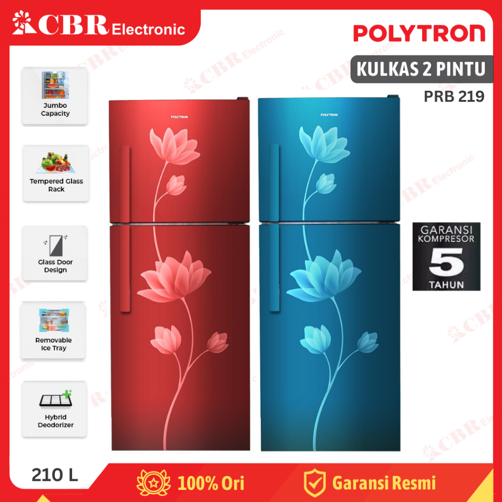 Jual Kulkas POLYTRON 2 PINTU PRB 219R / PRB 219B (210L) | Shopee Indonesia