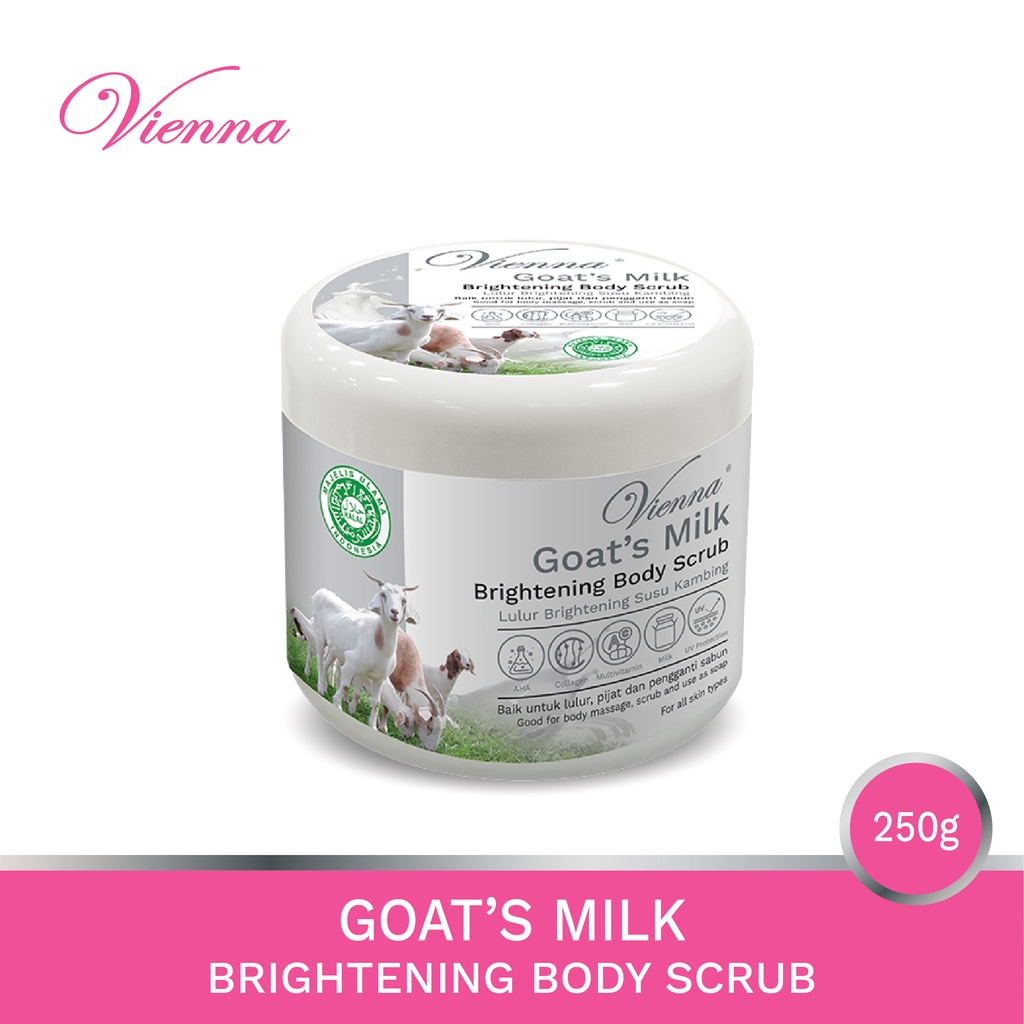 Jual VIENNA Body Scrub Goat’s Milk - 250g | 1kg Pouch / Jar | Shopee ...