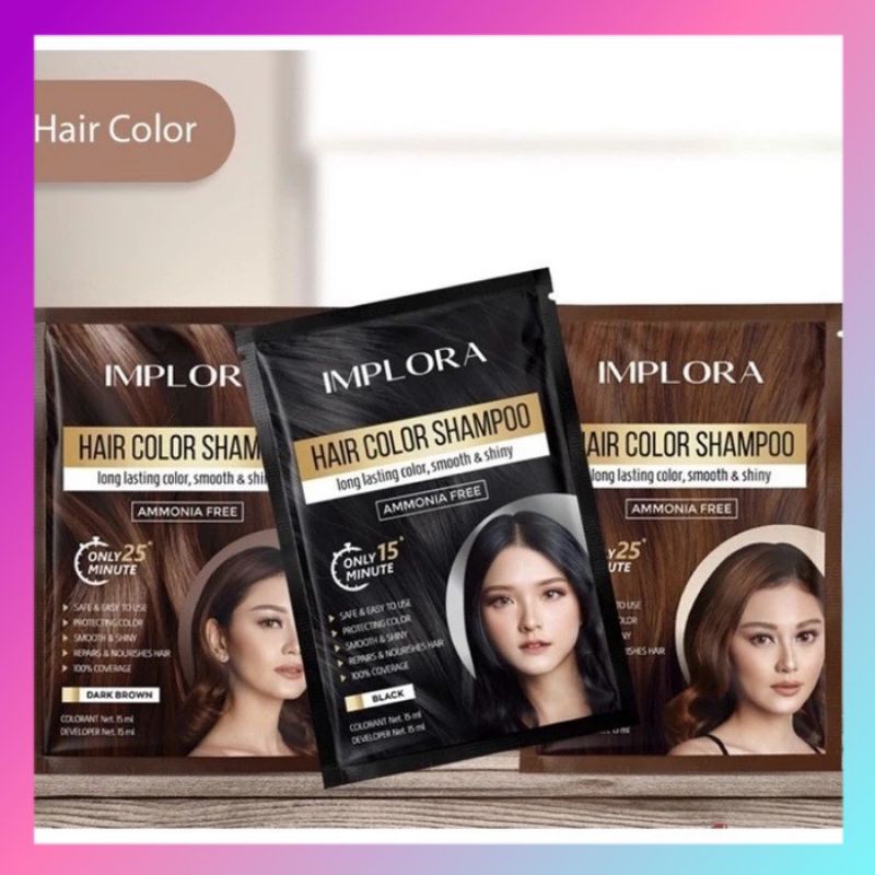 Jual IMPLORA HAIR COLOR SHAMPOO SACHET | SAMPO RAMBUT | Shopee Indonesia