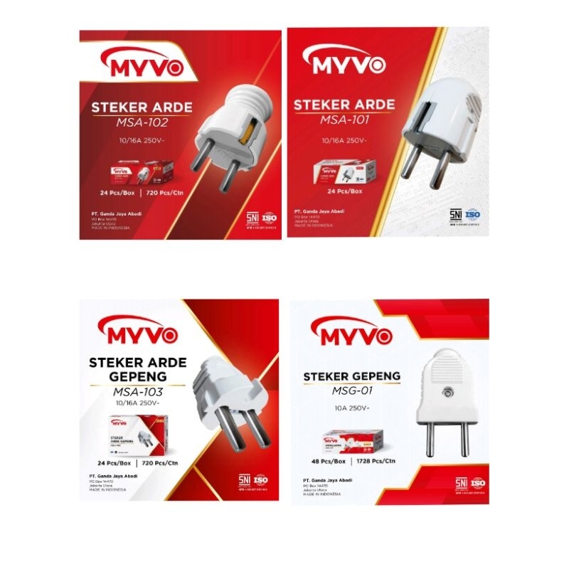 Jual Steker colokan listrik model arde gepeng model T multi Myvo ...