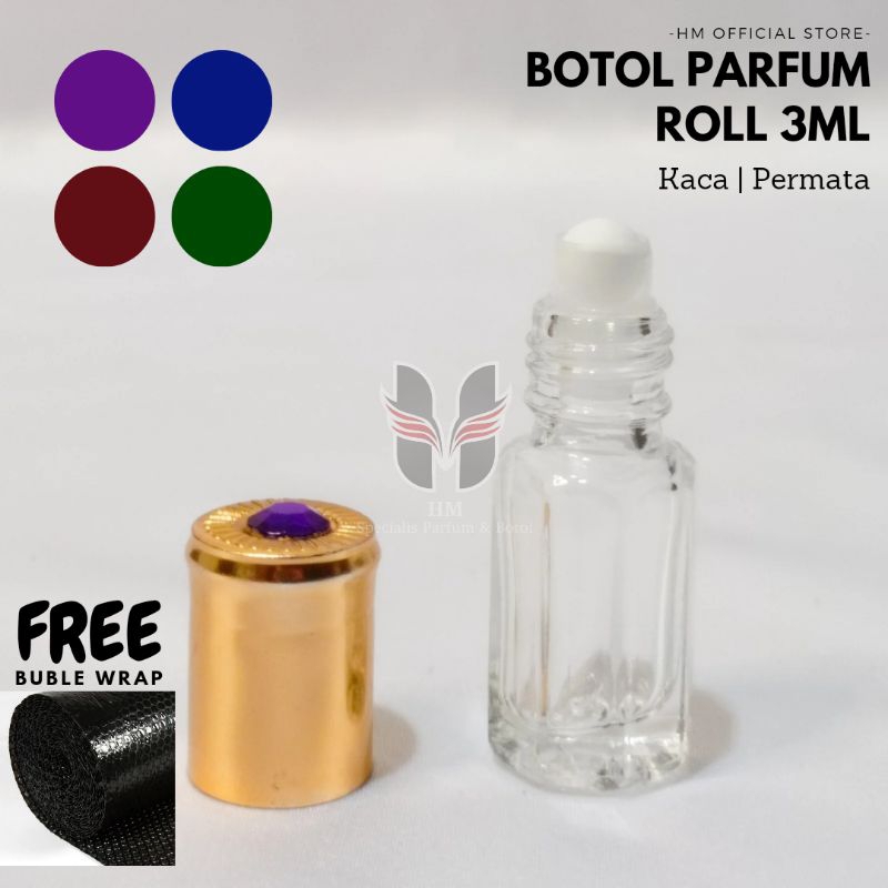Jual Botol Parfum Roll Kaca 3ML Tutup Permata (LUSINAN) | Shopee Indonesia