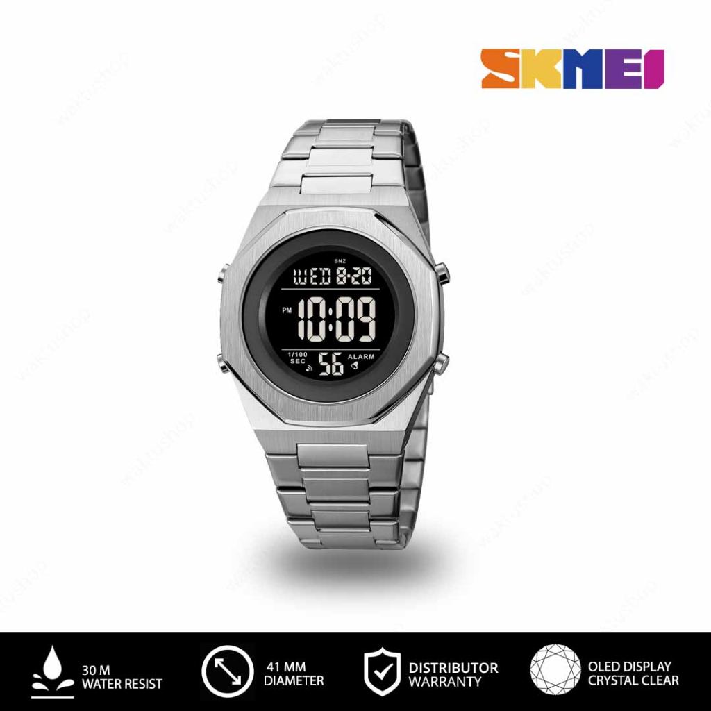 Jual SKMEI 2066 Original Jam Tangan Digital Pria Stainless Steel Tahan Air | Shopee Indonesia
