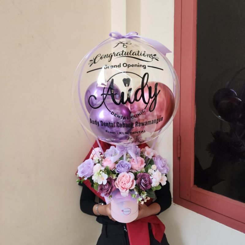 Jual Buket Balon Bunga Artificial Bucket Graduation Opening Kado ...
