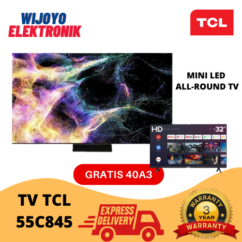 Jual TCL 55 inch MINI LED Google TV 4KUHD- VRR 144hz -IMAX Dolby - 55C845 | Shopee Indonesia