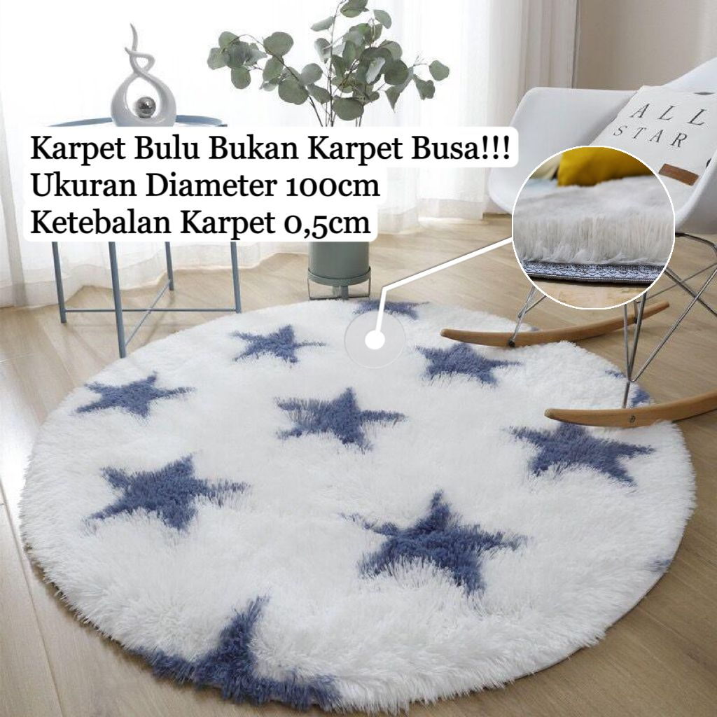 Jual Pusat CheckOut - Karpet Bulat Motif Diamater 100cm/Karpet Bulu ...