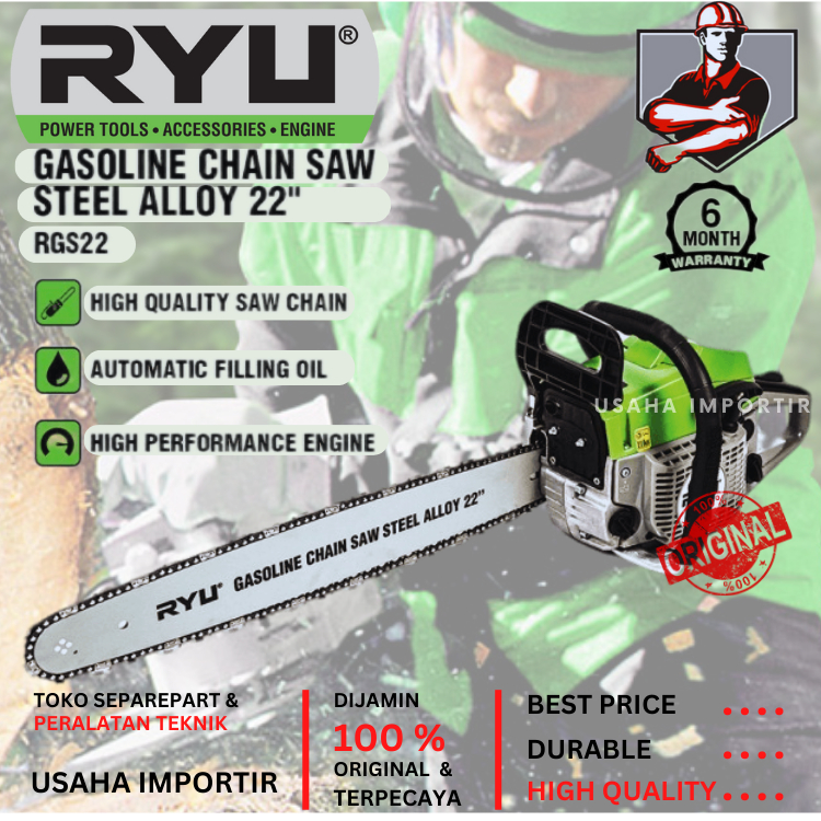 Jual Promo GASOLINE CHAIN SAW chainsaw 2 tak RGS 22 inch RGS22 engine ...