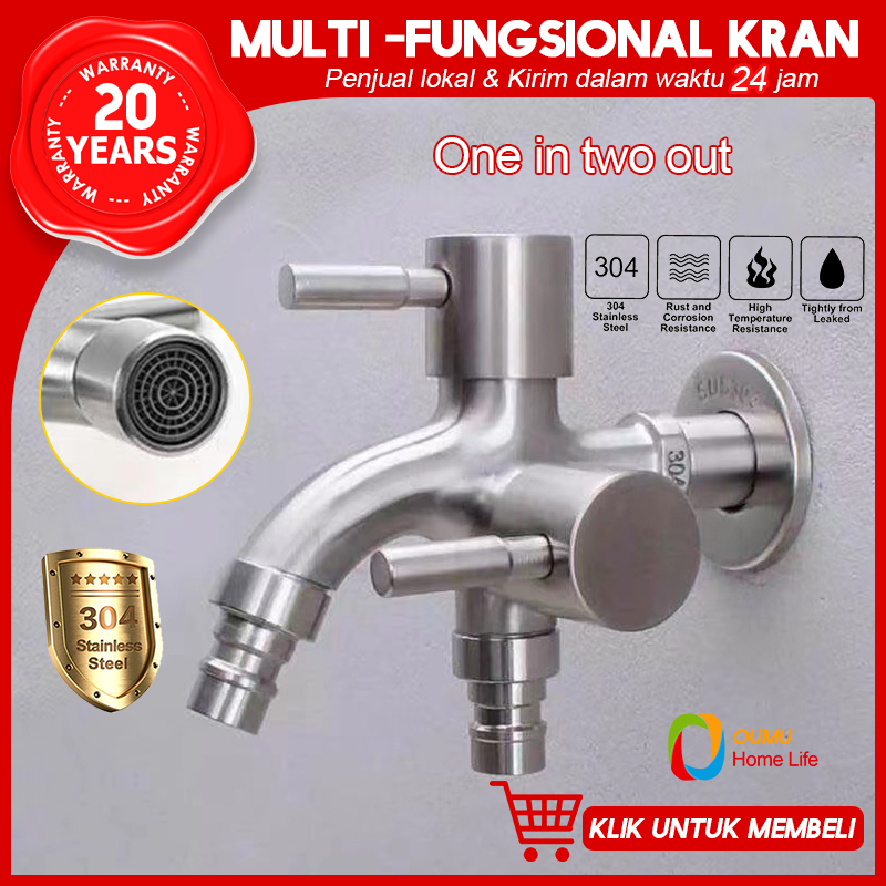 Jual SUS 304 Kran Air Cabang / Kran Shower Cabang 2 / Kran Double Engkol Kran Stainless / Kran ...