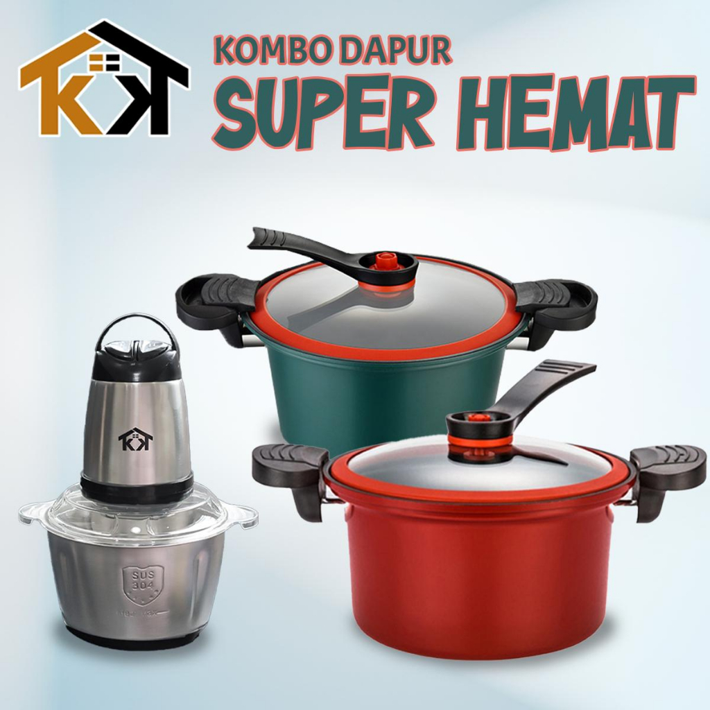 Jual (KK) LEBIH HEMAT Panci Presto 3,5L + Blender Chopper Daging Stainless 2L BUNDLING CHOPPER ...