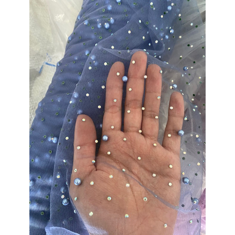 Jual Kain TILE STONE MUTIARA / TULLE RHINESTONE SWAROSKI / RHINE ...