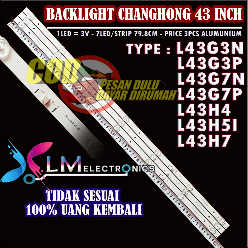Jual BACKLIGHT TV LED CHANGHONG L43G3N L43G3P L43G7N L43G7P L43H4 L43H5I L43H7 L43G3 L43G3 L43G7 ...