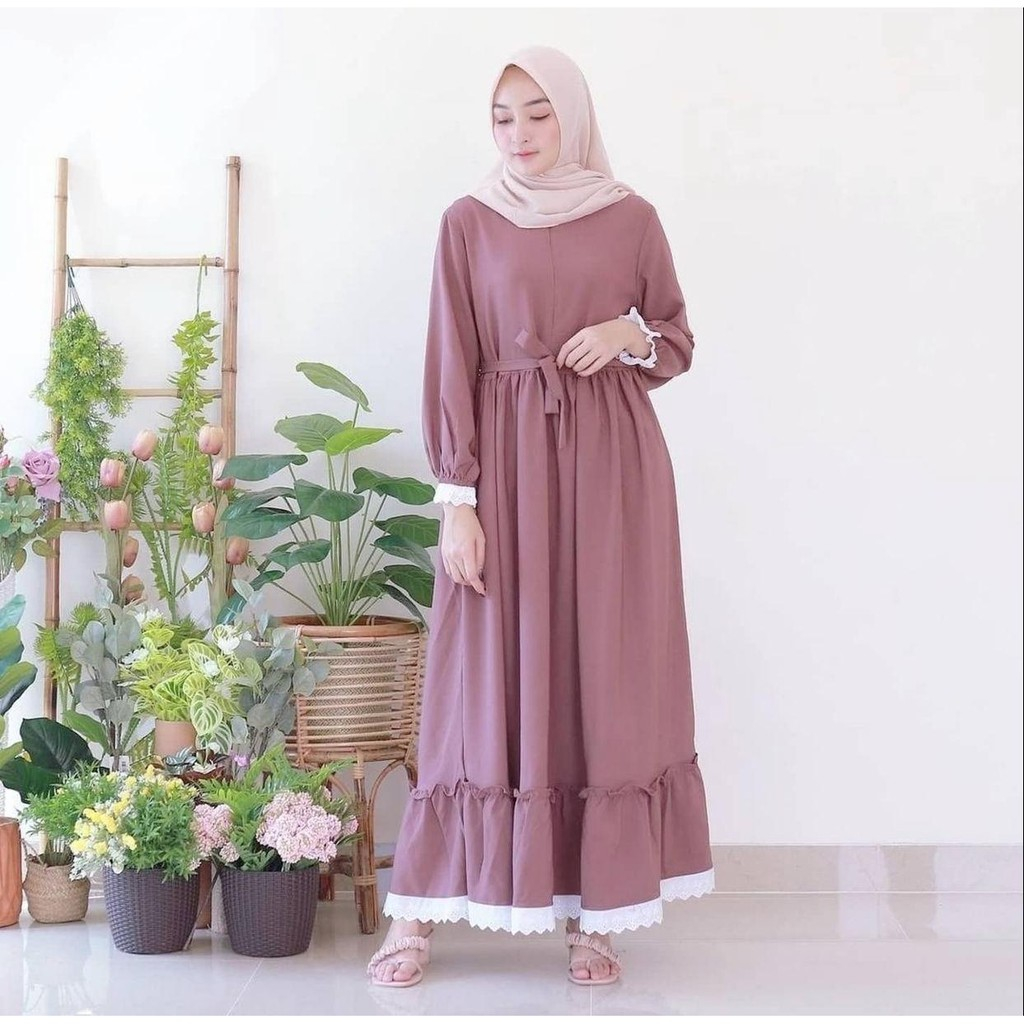 Jual Model Gamis Terbaru Hitam Putih Polos Simpel Modern Remaja Dress ...