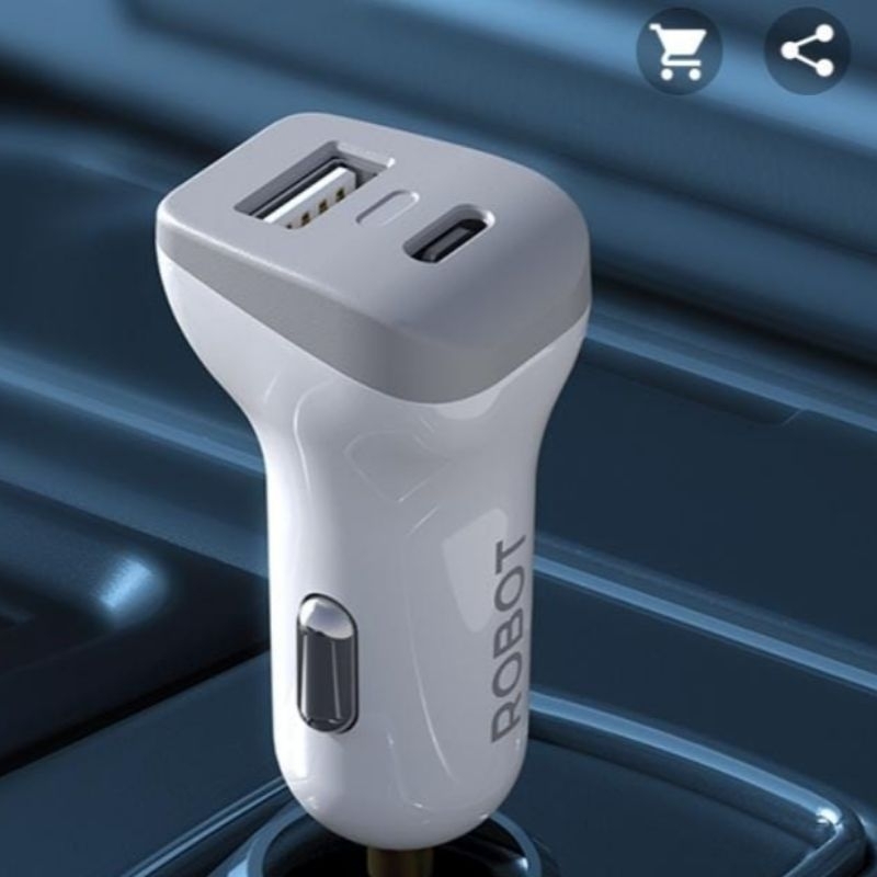 Jual Charger Cas Mobil Car ROBOT RT-C09 DUAL PORT Input Port Usb-A ...