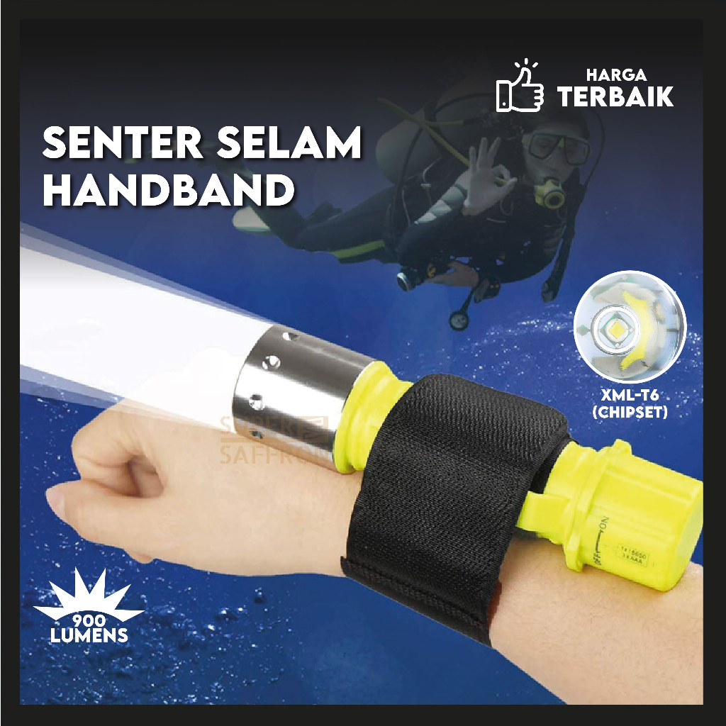Jual Senter Selam Super Terang 900LM Ikat Tangan XML-T6 Chipset Cahaya ...