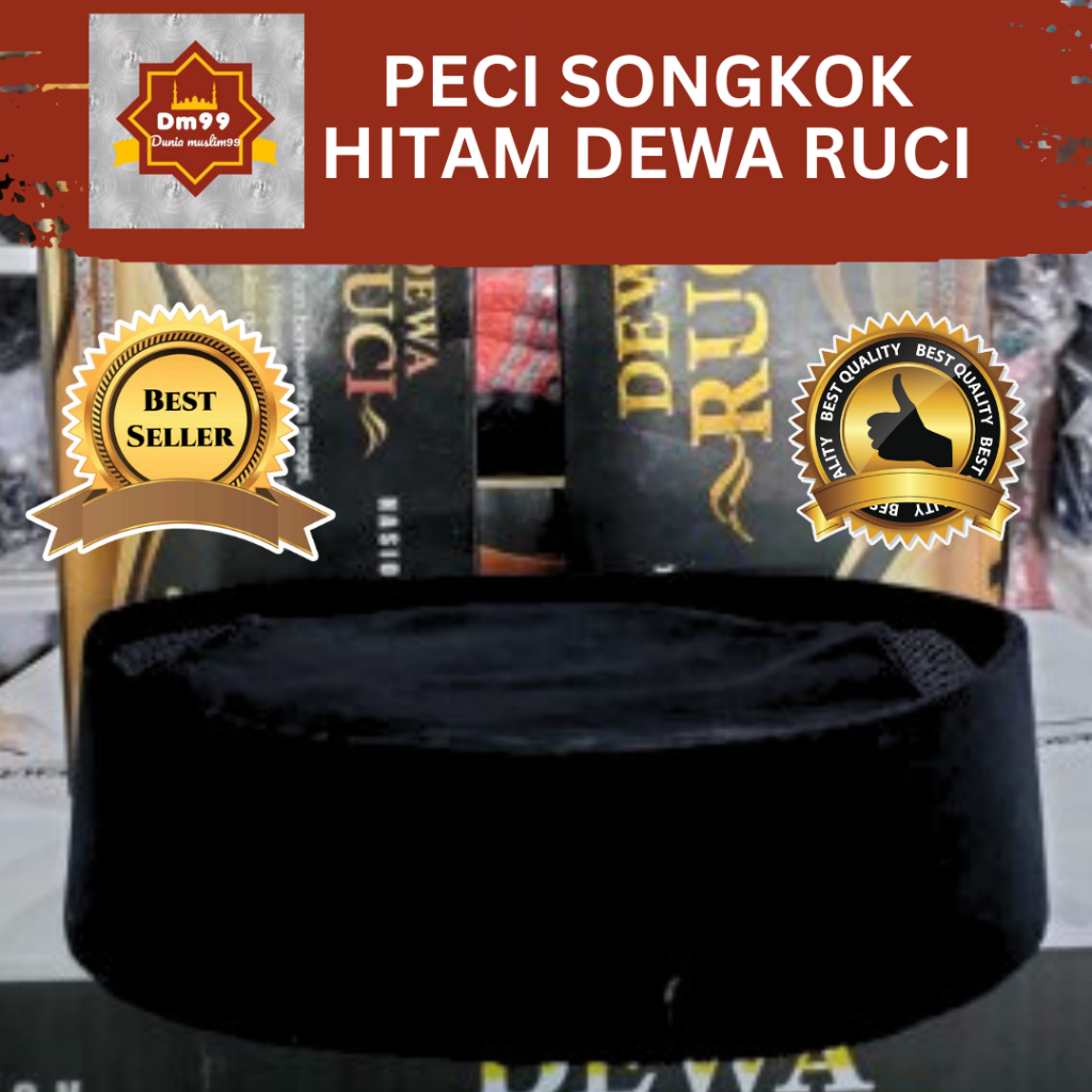 Jual grosir Peci Songkok Muslim Hitam Dewa Ruci Tinggi 7 cm 8cm 9cm no ...