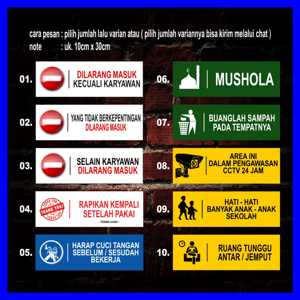 Jual Signage Stiker Plastik Tebal Stiker Rambu Stiker Himbauan Stiker ...