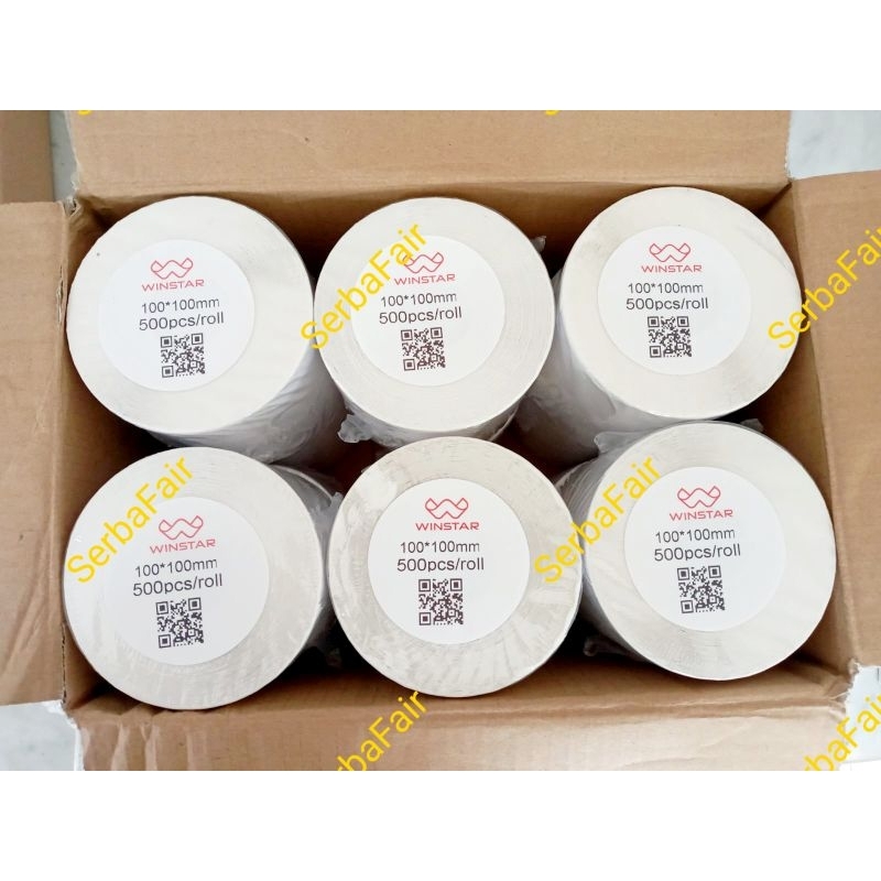Jual Label Barcode 100 x 100 / Kertas Sticker Thermal Resi 100x100MM ...