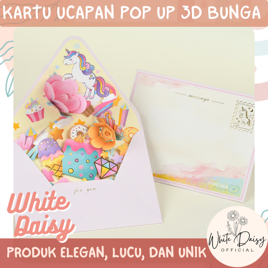 Jual Kartu ucapan pop up 3D Bunga premium flower imut lucu unik ...