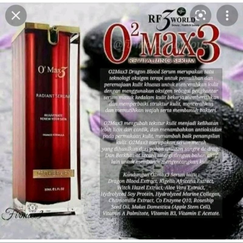 Jual Jamin Asli O2Max3 Serum Oksigen Anti Penuaan O2 Max3 By Rf3 World Garansi Uang Kembali ...