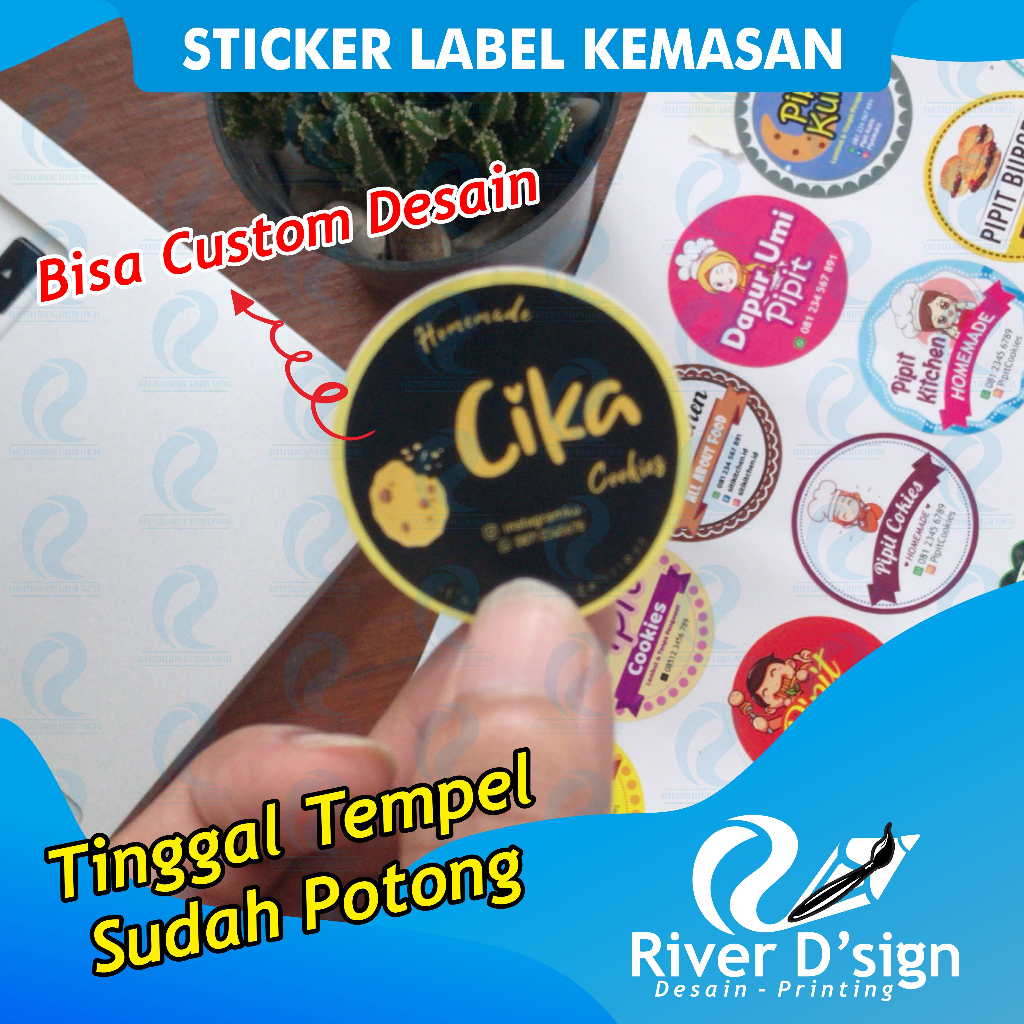 Jual Cetak Stiker Label Toko Olshop Kue Bakery Kemasan Produk Custom ...
