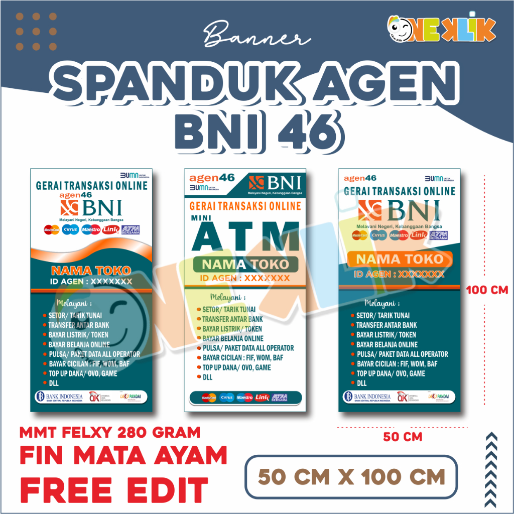 Jual Spanduk Banner Agen 46 Agen46 BNI Custom / Banner Agen Bank ...