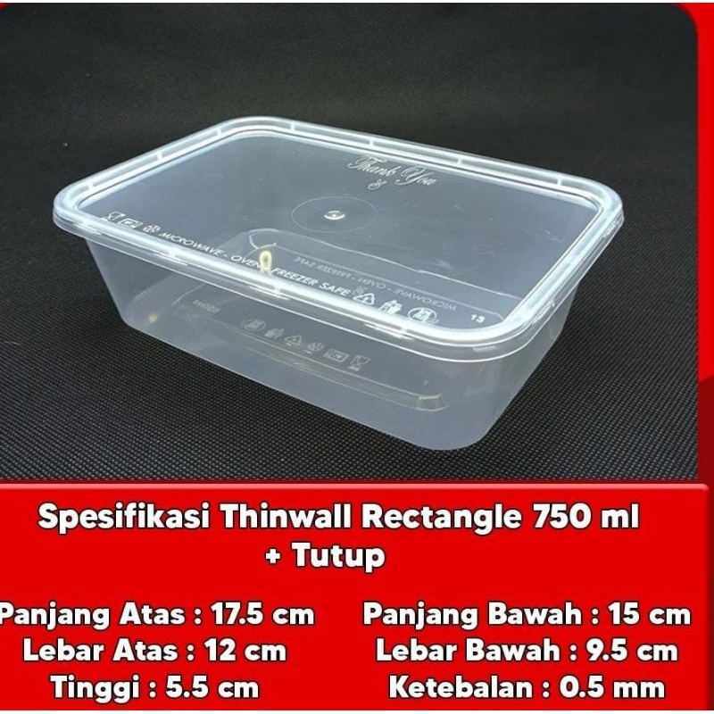 Jual Thinwall kotak makan plus tutup transparan 750 ml KIIP box mika plastik | Shopee Indonesia