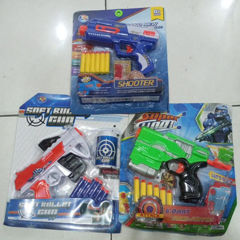 Jual Mainan tembak peluru gabus aman untuk anak soft bullet gun ada 3 ...