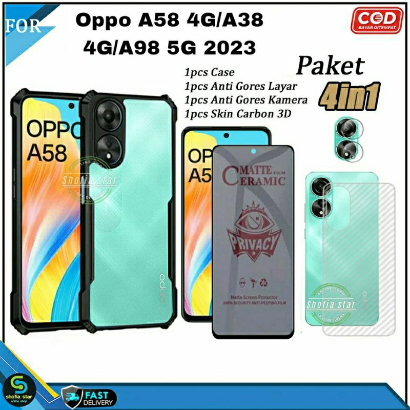 Jual Paket 4in1 Case Oppo A58 NFC 4G A79 5G A98 5G A38 4G A18 A57 4G ...