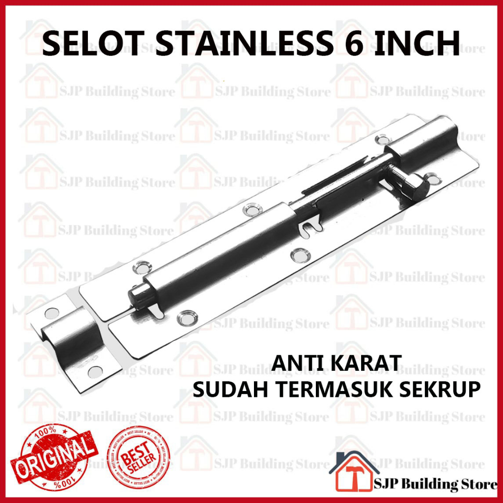 Jual Grendel Slot Pintu Jendela 6 Inch l 15cm l Selot Stainless + Skrup ...