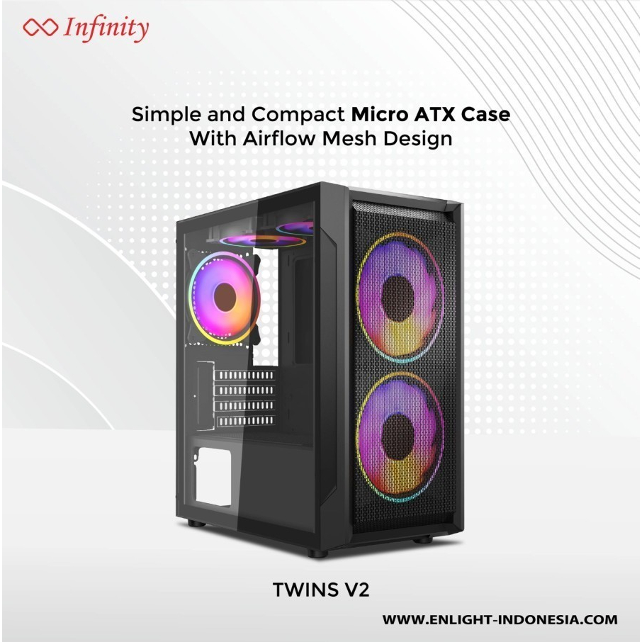 Jual Casing INFINITY TWINS V2 Black Casing mATX Gaming Case | Shopee ...