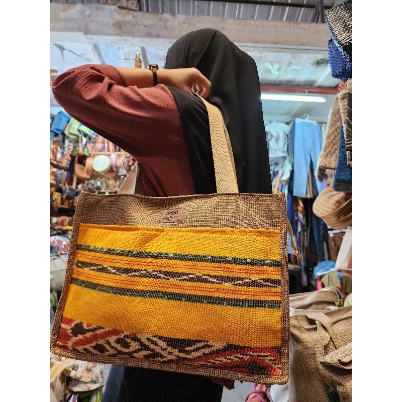 Jual TAS LAPTOP tas map bahan goni KOMBINASI TENUN MURAH | Shopee Indonesia