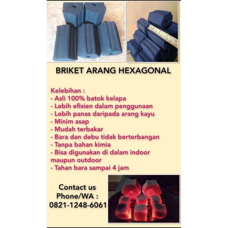 Jual Arang Briket Hexagonal Batok Kelapa BBQ Barbeque ( Kemasan 20 kg ...