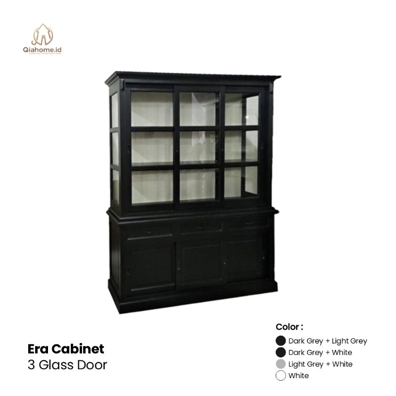 Jual Era Cabinet 3 Glass Door and drawers | Lemari Kayu Modern | Lemari ...