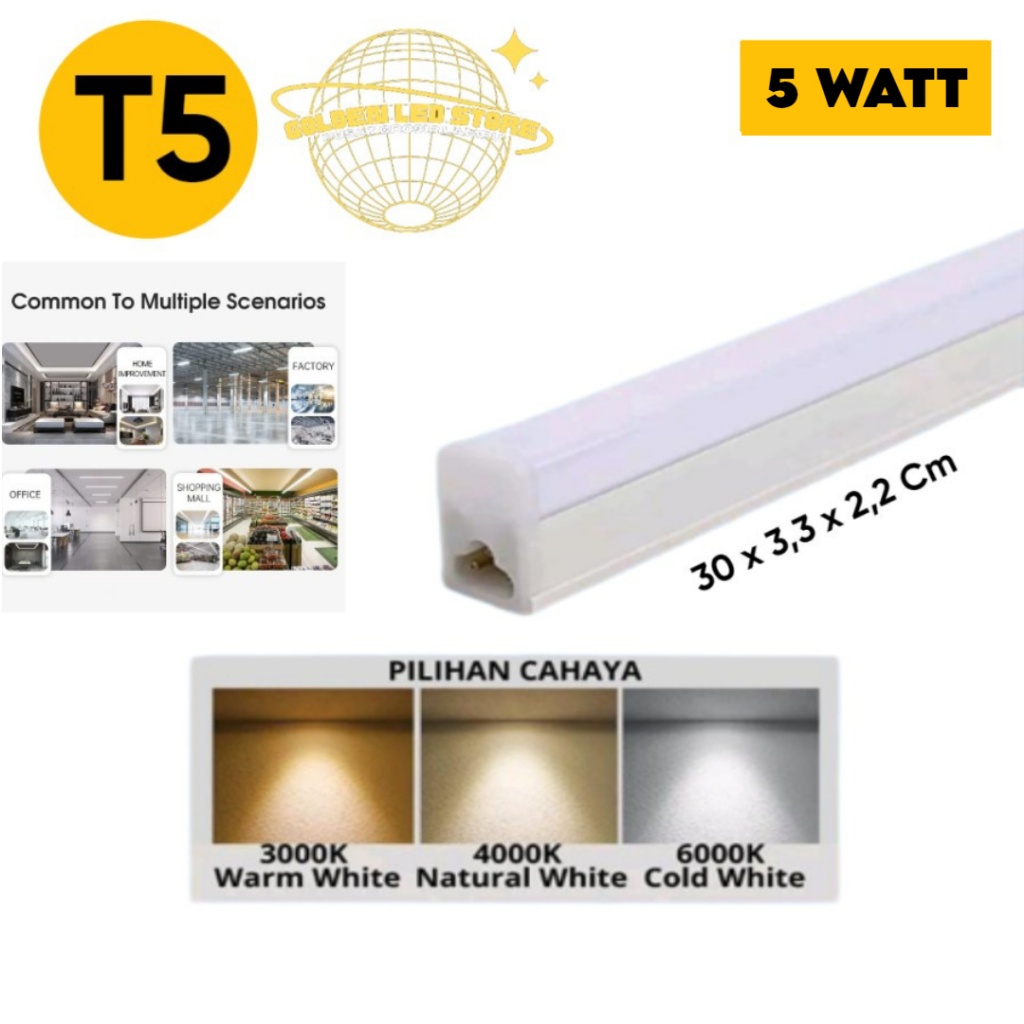 Jual LAMPU NEON LED TUBE T5 5W 30CM / LED TUBE T5 / LAMPU NEON | Shopee Indonesia