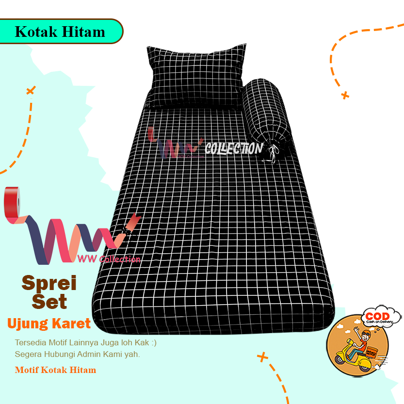 Jual Sprei Karet Single 90x200 120x200 motif Aesthetic Kotak kotak ...