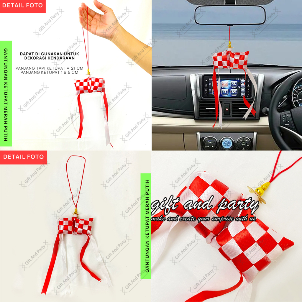 Jual Ketupat Merah Putih / Hiasan Mobil Merah Putih / Aksesoris HUT RI ...
