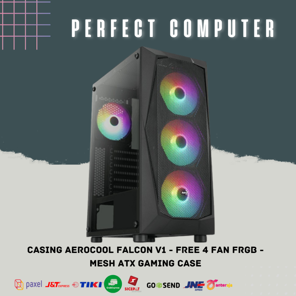 Jual CASING AEROCOOL FALCON V1 - FREE 4 FAN FRGB - MESH ATX GAMING ...