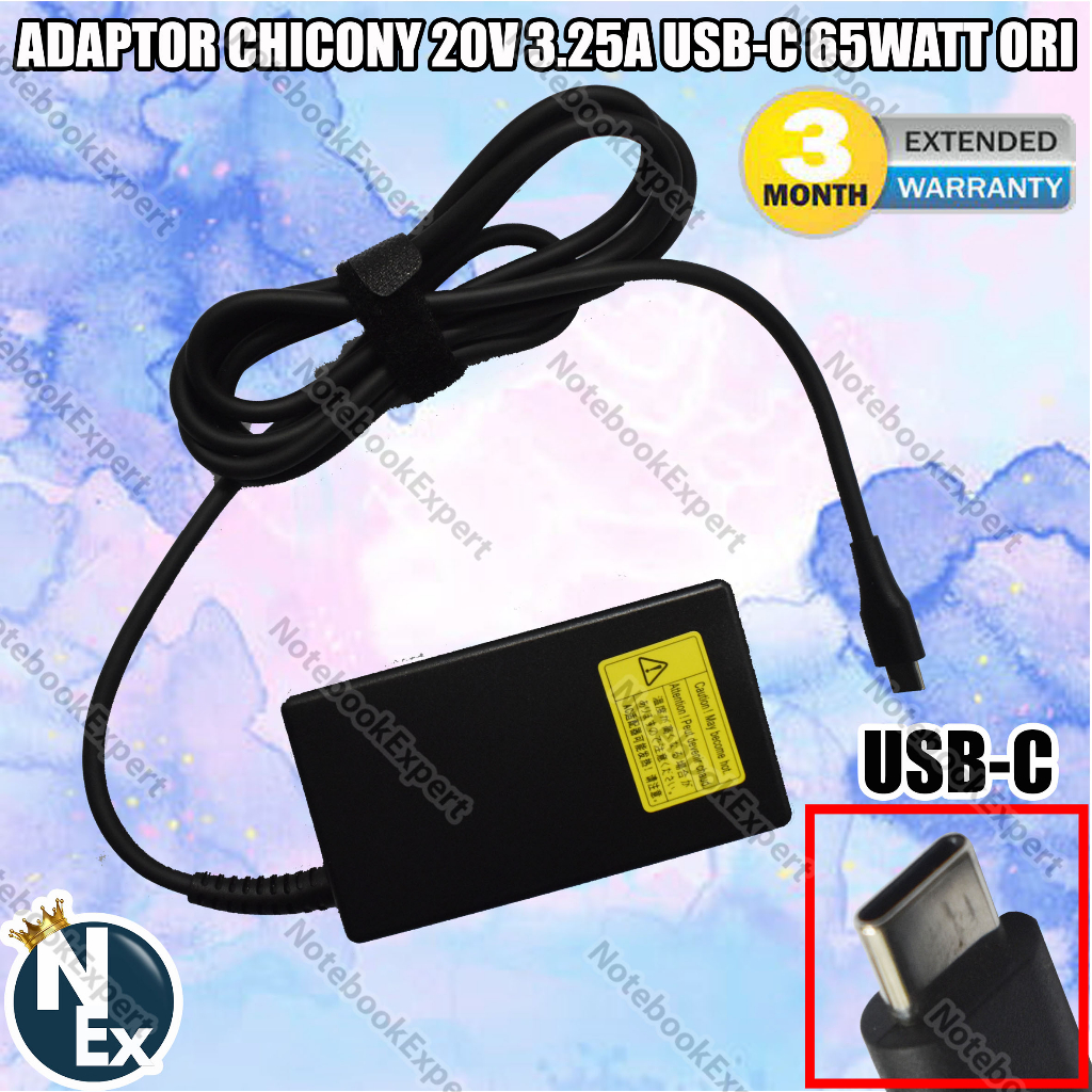 Jual ADAPTOR CHICONY 20V 3.25A USB-C 65WATT ORIGINAL | Shopee Indonesia