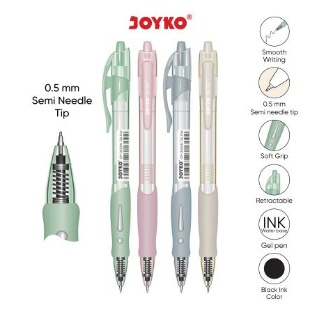 Jual (12Pcs) Pulpen Pen Cetek Pastel Joyko GP-265AN Q4 / Pena Q-GEL Pastel 0.5mm | Shopee Indonesia