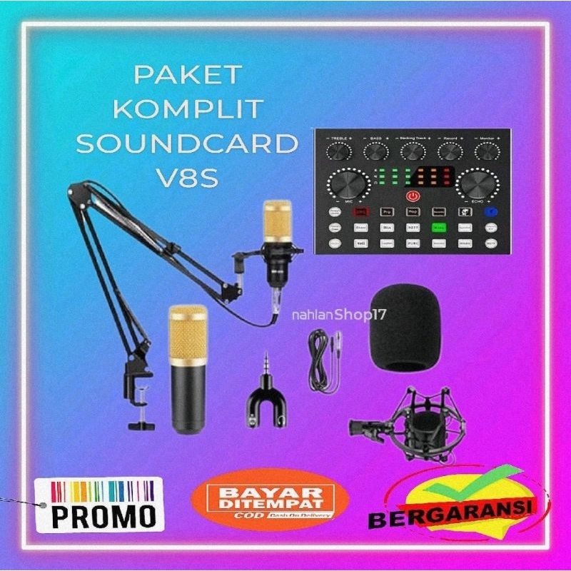 Jual PAKET LENGKAP SOUNDCARD V8S CONDENSER MIC MICROPHONE BM 800 PAKET ...