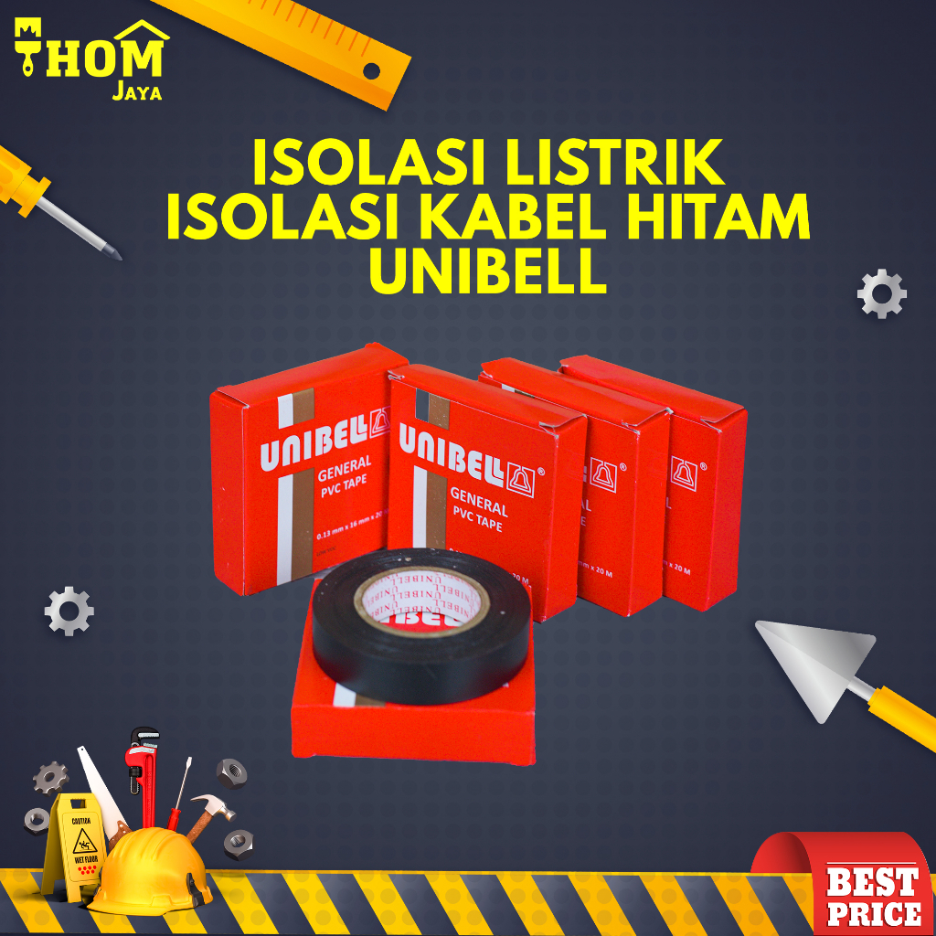 Jual ISOLASI LISTRIK HITAM / SOLASI KABEL PVC - 20 METER - UNIBELL ...