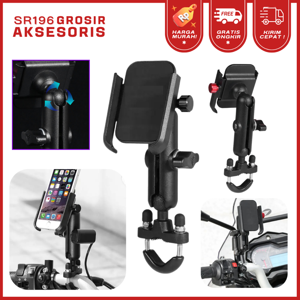 Jual Holder Stang Motor Besi Premium Adjustable Naik turun 360 Derajat ...