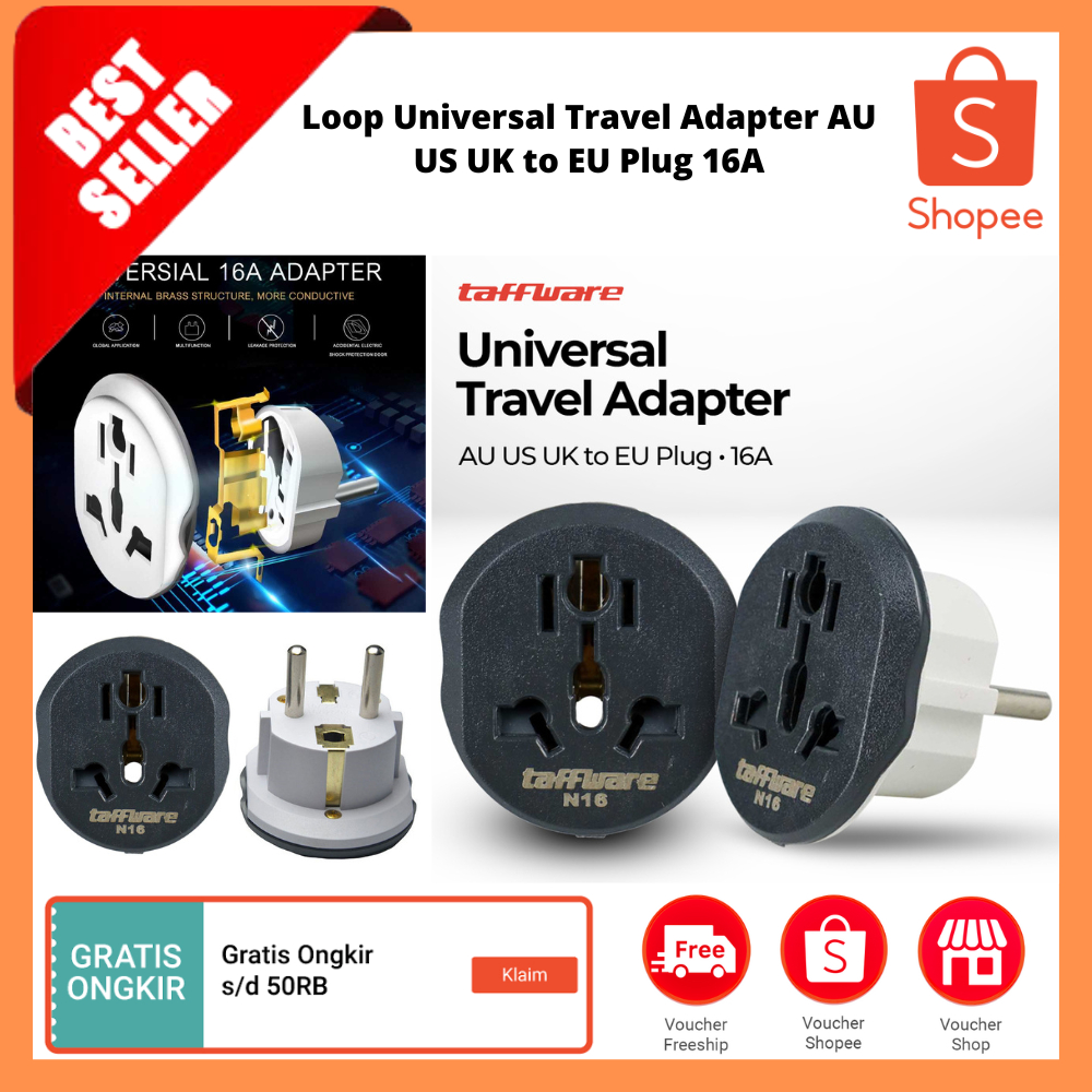 Jual Loop Universal Travel Adapter AU US UK to EU Plug 16A / Adaptor ...