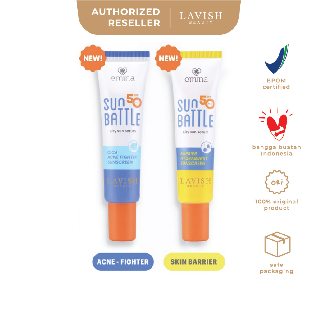 Jual EMINA Sun Battle Spf 50 Pa++++ Barrier Hydraburst Sunscreen (30ml) // Cica Acne Fighter ...